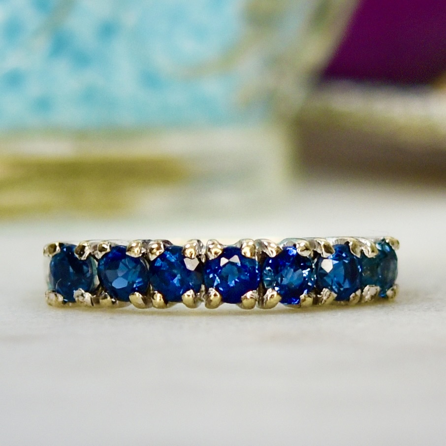 Blue Stone Stacking Band in 9ct Gold. - Gems Afire - Vintage Jewellery UK