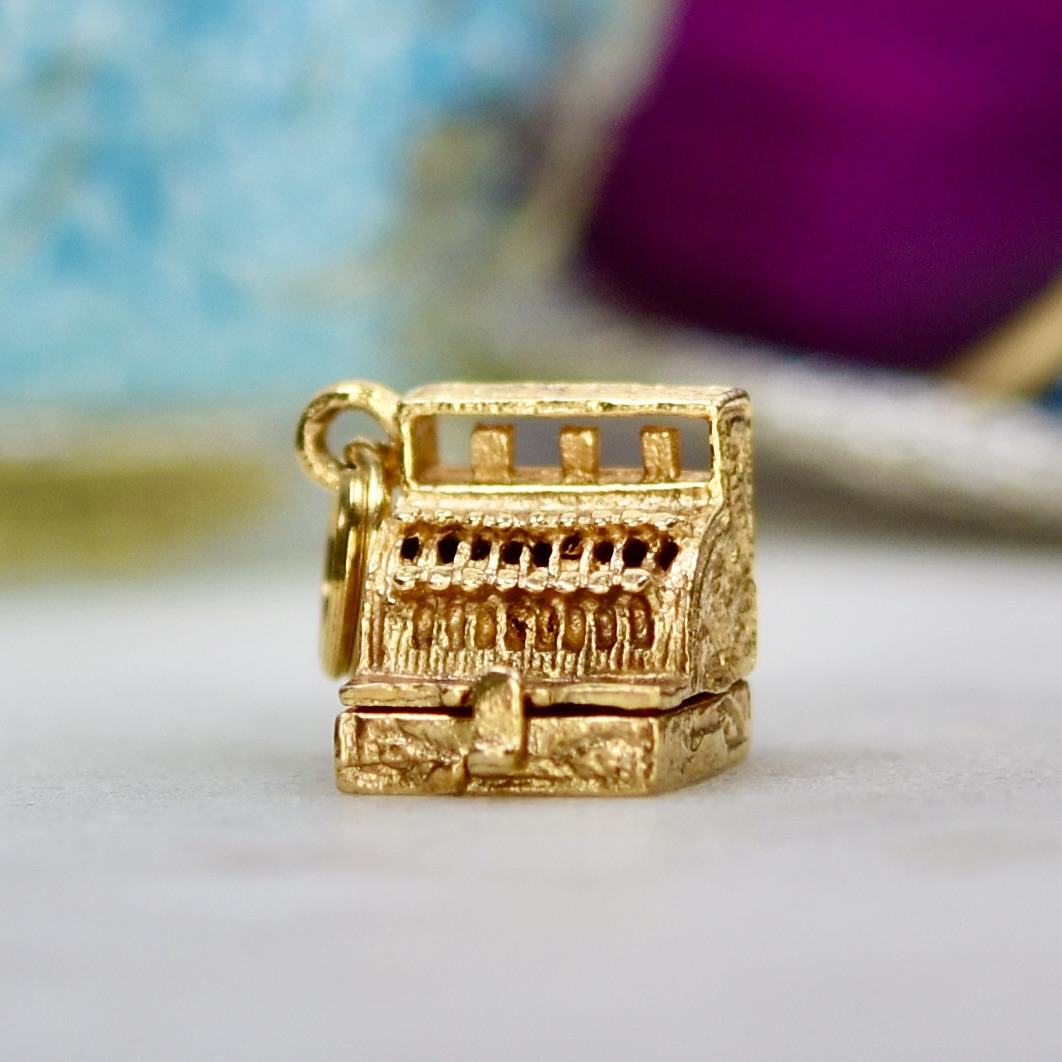 Vintage Cash Register Charm Pendant in 9ct Gold - Gems Afire - Vintage ...