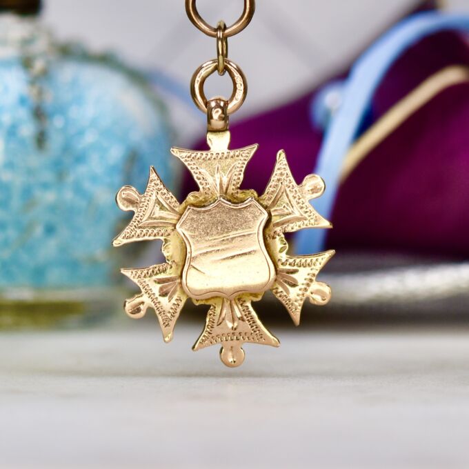 Antique Medallion Pendant in 9ct Gold - Gems Afire - Vintage Jewellery UK