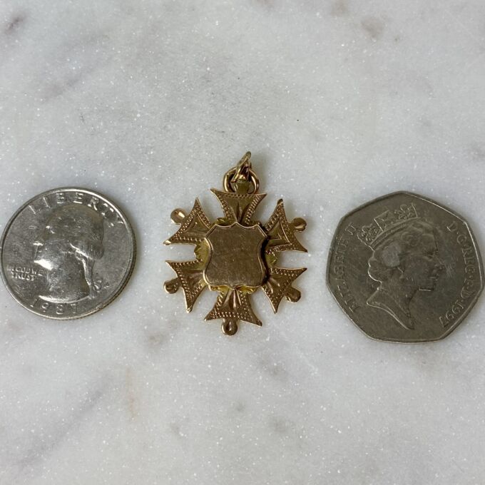 Antique Medallion Pendant in 9ct Gold - Gems Afire - Vintage Jewellery UK