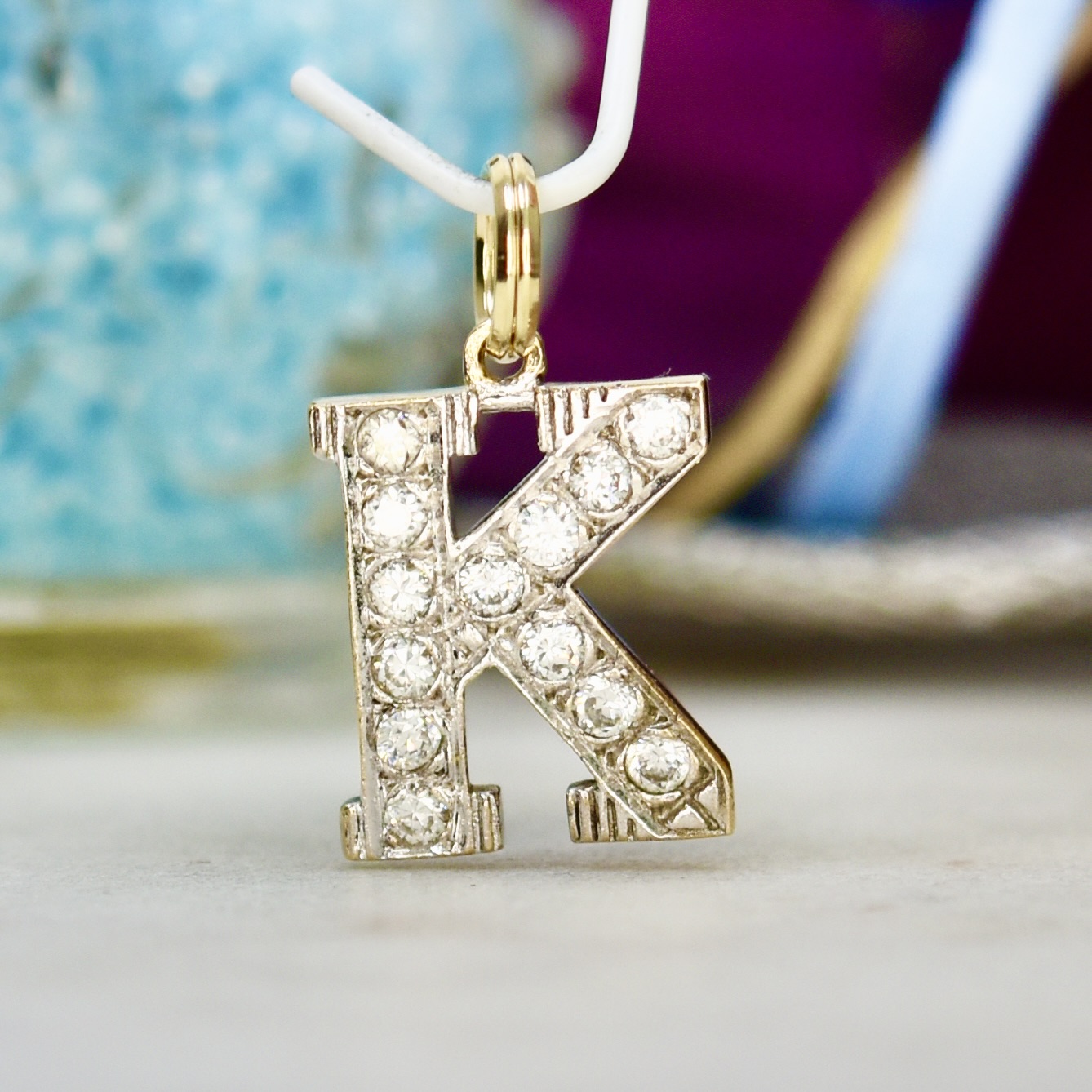 Initial Letter K Pendant in 9ct Gold - Gems Afire - Vintage Jewellery UK